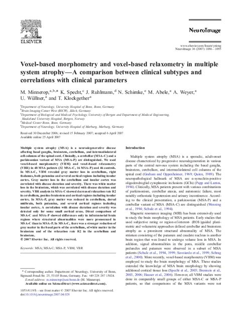 Pdf Voxel Based Morphometry And Voxel Based Relaxometry In Multiple System Atrophy—a