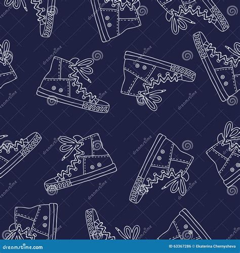 Seamless Pattern Of White Sneakers Stock Vector Illustration Of Shoe
