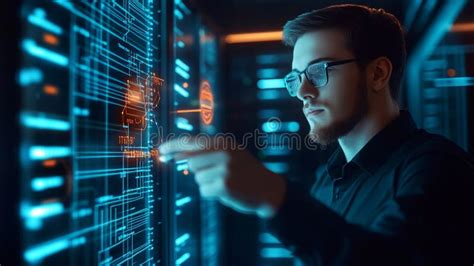 Data Center Technician Analyzing Network System Server Room It