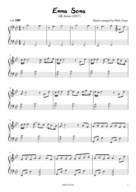 Enna Sona Piano Notessheetsmidi Philic Piano