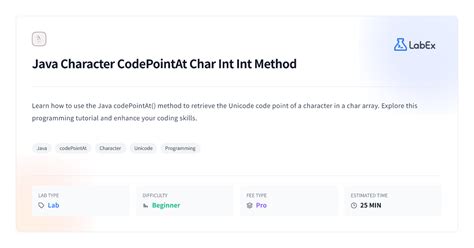 Java Codepointat Method Programming Tutorial Labex