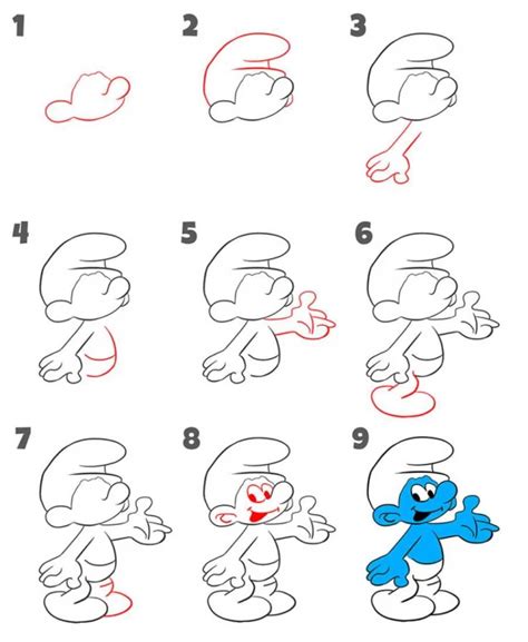 آموزش نقاشی اسمورف برای کودکان به روشی ساده و مرحله ای