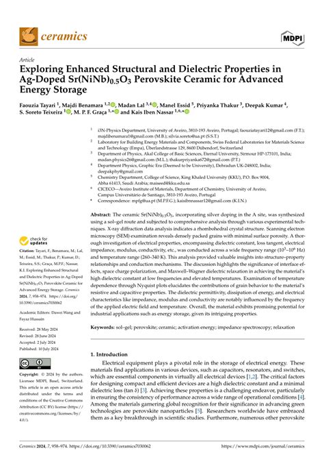Pdf Exploring Enhanced Structural And Dielectric Properties In Ag