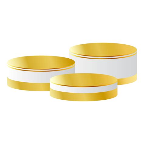White And Gold 3d Podium Perfect For Product Display Layout And