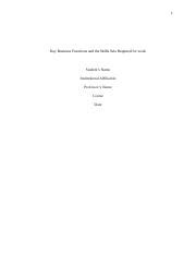 Key Business Functions And The Skills Sets Required For Work Docx