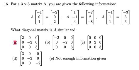 Solved For A Matrix A You Are Given The Following Chegg