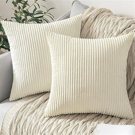 Miulee Pack Of 2 Corduroy Soft Solid Decorative Square Throw Pillow