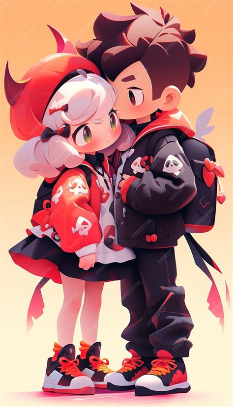 Premium Photo Anime Couple Dressed In Halloween Costumes Hugging Each