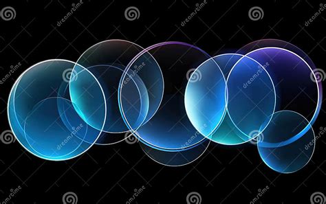Abstract Design Of Translucent Circles Overlapping In Various Sizes On A Black Background To