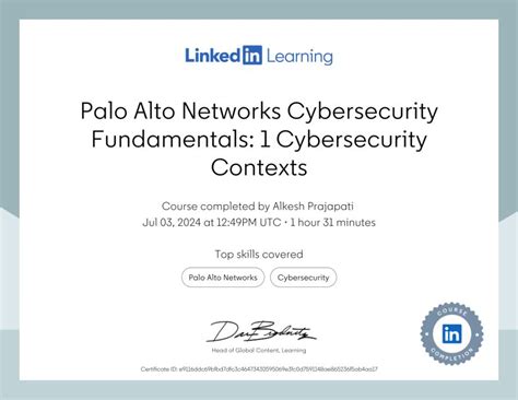 Just Finished The Course “palo Alto Networks Cybersecurity Fundamentals