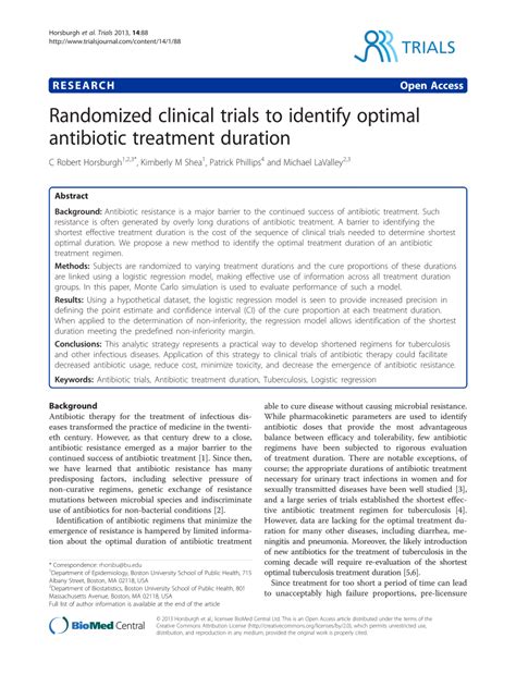 Pdf Randomized Clinical Trials To Identify Optimal Antibiotic
