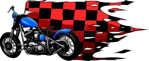 Vector Illustration Of Custom Bike With Race Flag Stock Vector Illustration Of Custom Symbol
