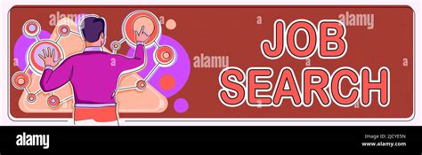 Conceptual Display Job Search Word Written On An Act Of Person To Find Work Suited For His