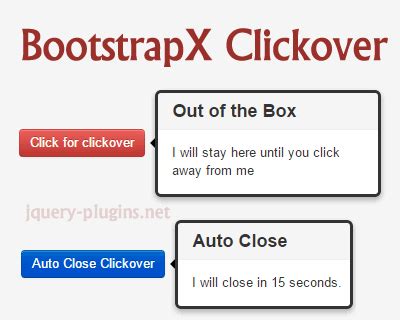 BootstrapX Clickover Bootstrap Extension For Click Managed Popovers JQuery Plugins