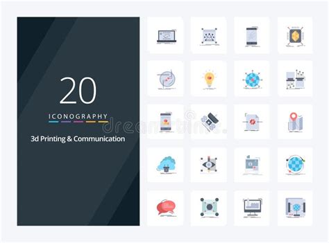 20 3d Printing And Communication Flat Color Icon For Presentation Vector Icons Illustration