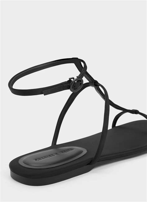 Black Recycled Polyester Gladiator Sandals Charles And Keith Co