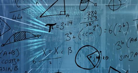 Animation Of Mathematical Equations And Data Processing Against