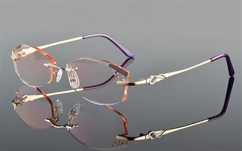 Vazrobe Rimless Glasses Frame Women Rhinestone Elegant Ladies Eyeglass
