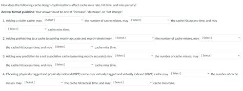 Solved How Does The Following Cache Designs Optimizations Chegg