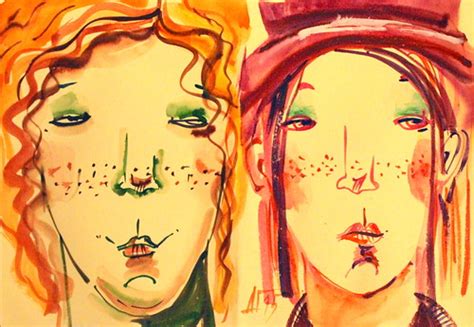 Лица на желтой тонирован.бумаге,акварель... | Докучаева | Flickr