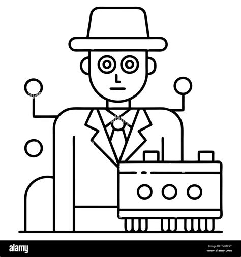 A Stylized Illustration Of A Humanoid Robot Wearing A Hat And Suit