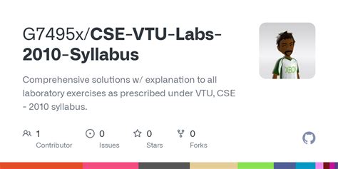 Github G7495x Cse Vtu Labs 2010 Syllabus Comprehensive Solutions W