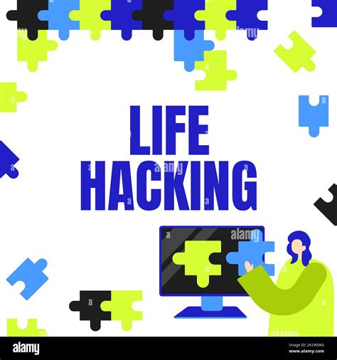 Text Caption Presenting Life Hacking Word For Simple And Clever