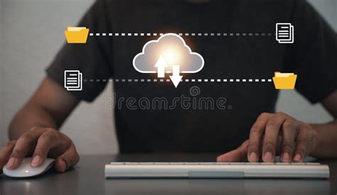 Virtual Screen With Cloud Computing Diagram Displayed By A Man Stock Image Image Of Computer