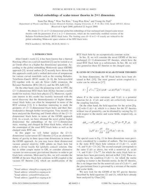 Pdf Global Embeddings Of Scalar Tensor Theories In Dimensions Dokumen Tips