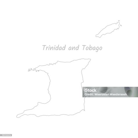 Trinidad And Tobago Map Hand Drawn Simple Stylized Isolated On White Background Vector