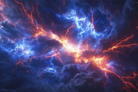 Cosmic Energy Explosion Outer Space Digital Art Nebula Environment Wide Angle View Celestial
