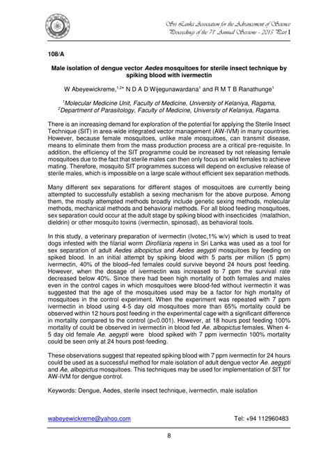 Pdf Male Isolation Of Dengue Vector Aedes Mosquitoes For Sterile Insect Technique By Spiking