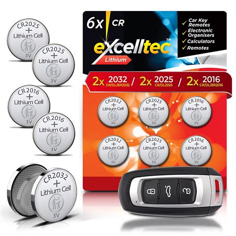 6pk Replacement Car Key Fob Batteries 3v 2xcr2032 2xcr2025 2xcr2016