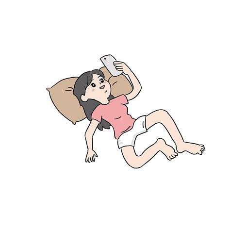 여름 일러스트 휴가 손으로 그린 만화 요소 쉬다 휴대 전화를 치다 누워 있다 Png 일러스트 및 Psd 이미지 무료 다운로드 Pngtree