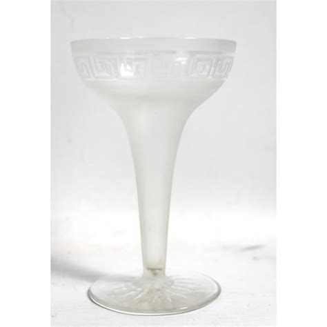 Set Of Four Vintage Hollow Stem Champagne Glasses With Roman Key