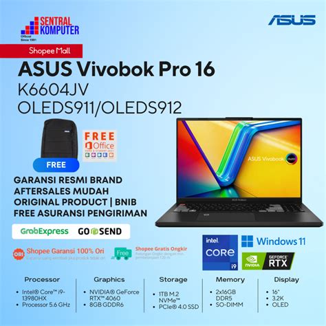 Jual ASUS Vivobook Pro 16X OLED K6604JV i9-13980HX 32GB 1TB RTX4060 6GB ...