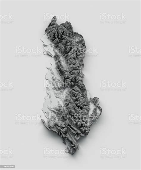 알바니아지도 음영 릴리프 색상 높이 흰색 배경 3d 일러스트 레이 션 0명에 대한 스톡 사진 및 기타 이미지 0명 경계