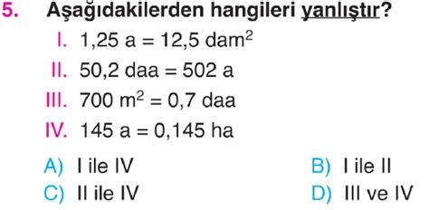 6 Sınıf Matematik Alan Arazi Hacim Sıvı Ölçüleri Testi Çöz Test Çöz