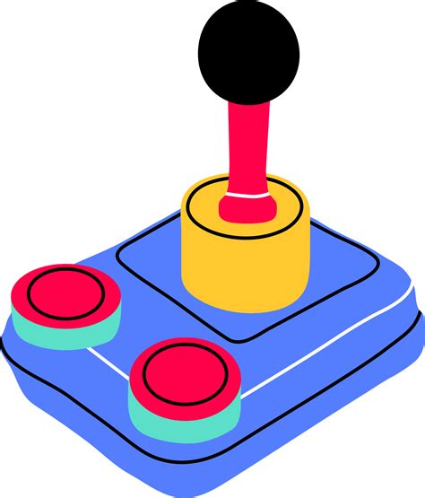 Gaming Vintage And Retro Element Game Joystick In Flat Line Style Hand Drawn Graphic Game