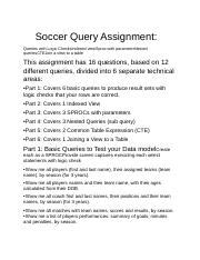 Soccer Query Assignment Docx Soccer Query Assignment Queries With