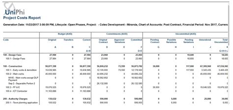 Project Cost Reports