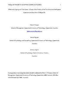 Effectively Coping With Task Stress A Study Of The Validity Of The