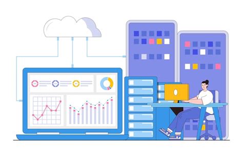 Premium Vector Flat Business Technology Cloud Server Analysis Data