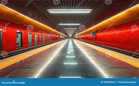 Underground Subway Station Hallway Tunnel With Escalator Abstract
