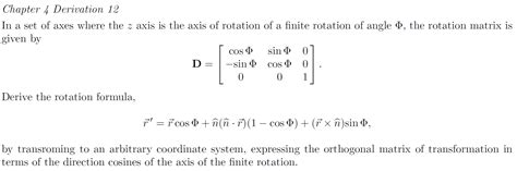Chapter Derivation In A Set Of Axes Where The Z Chegg Com