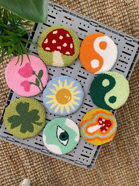 Punch Coasters Handmade Mug Rug Punch Jewelry Coaster Drink Etsy