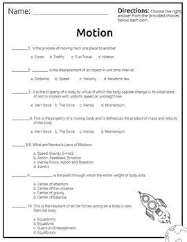 The Physics Of Motion QUIZ By Rocket Art TPT