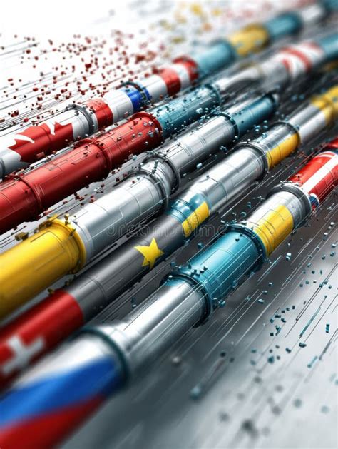 Global Data Pipeline Split By Political Flags Illustrating
