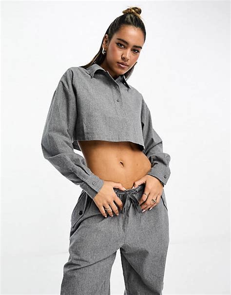 Asos Design Brushed Parachute Cargo Trouser In Grey Co Ord Asos