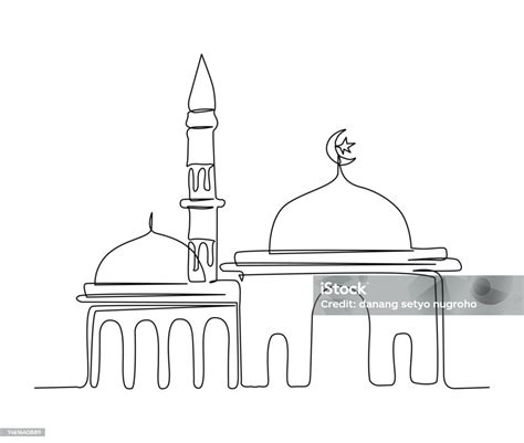 Disegno Continuo A Una Linea Della Moschea Semplice Illustrazione